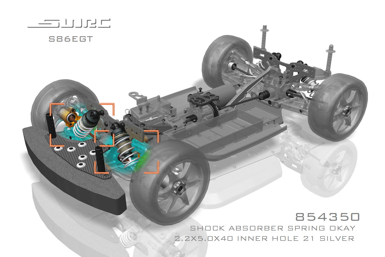 SNRC 854350 1/8 RC Accessories SHOCK ABSORBER SPRING OKAY 2.2x5.0x40 ...