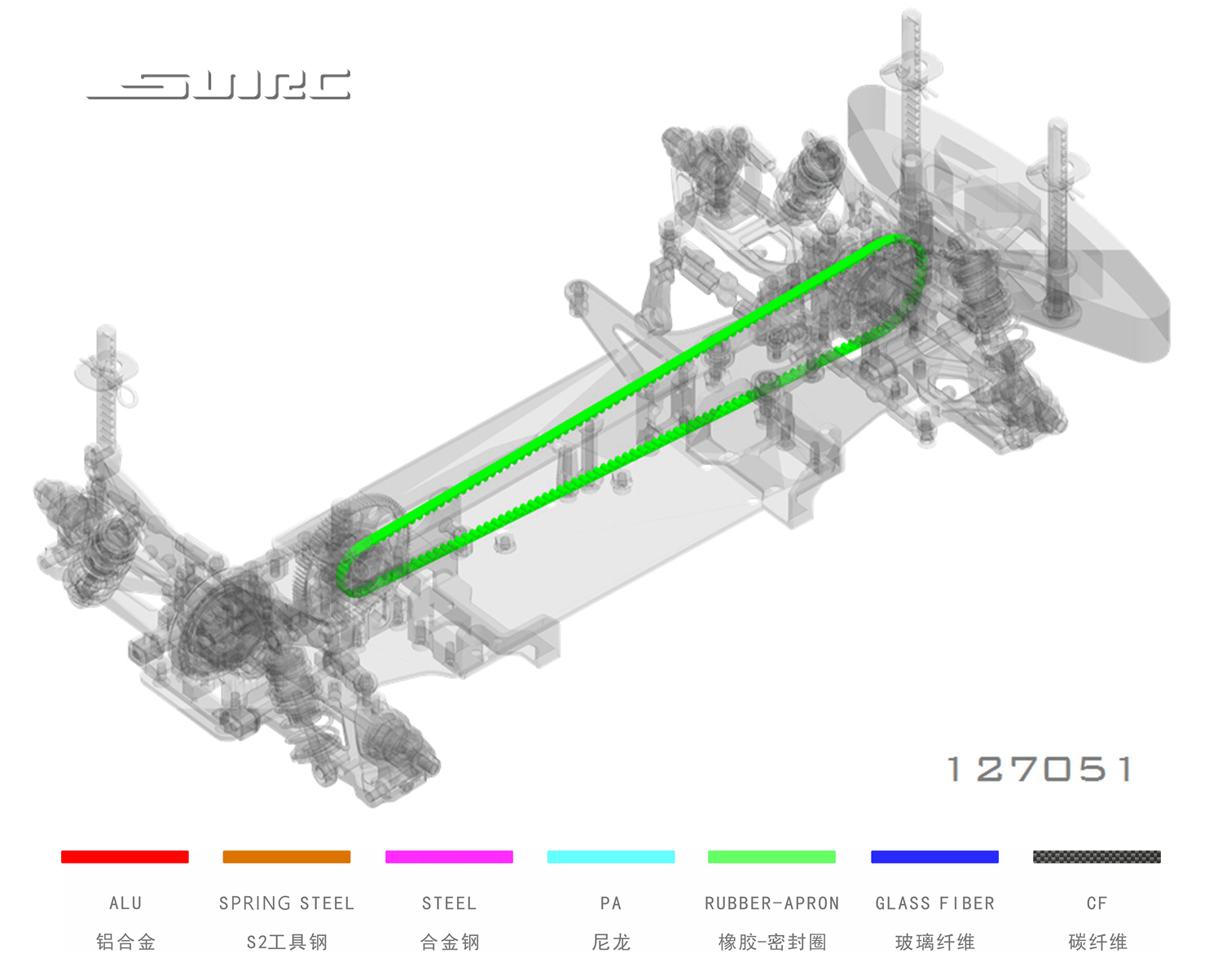 SNRC 1/10配件 127051 171T同步皮带长-513 - www.sn-rc.com