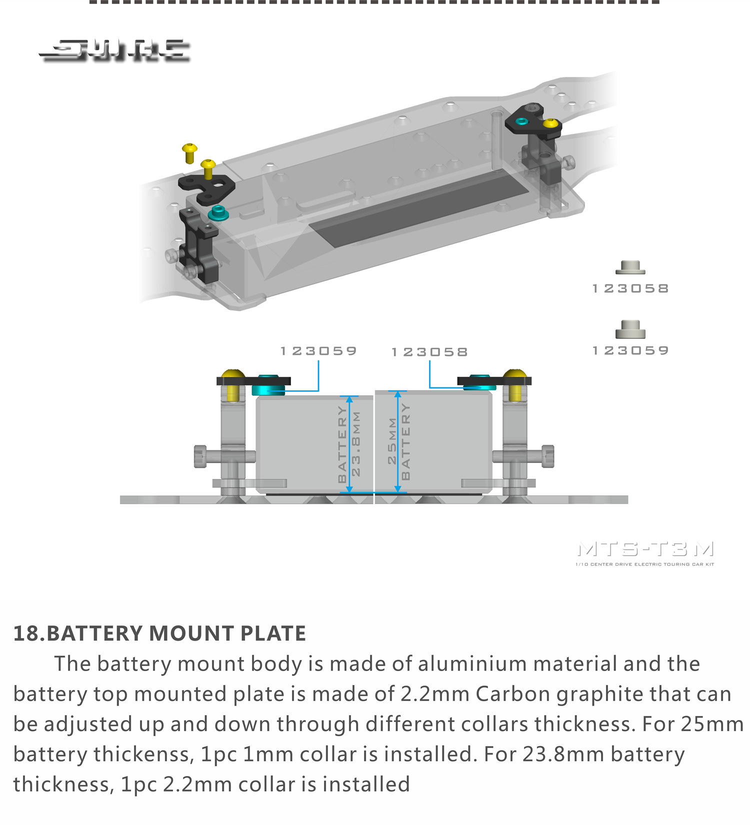 SNRC MTS T3M 1/10 CARBON FIBRE HORIZONTAL RUNNING OF ELECTRIC ROOM ...